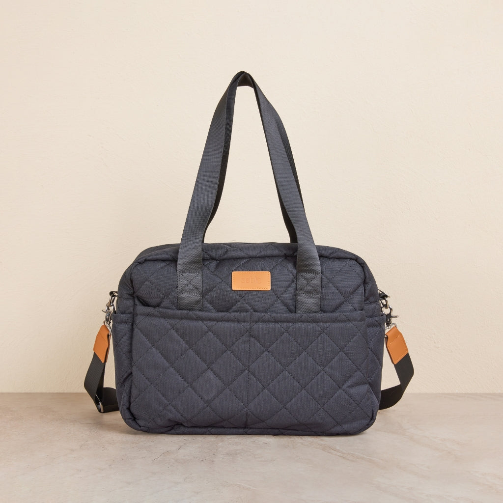 Quilted Nappy Bag - Black – Sable Bebe