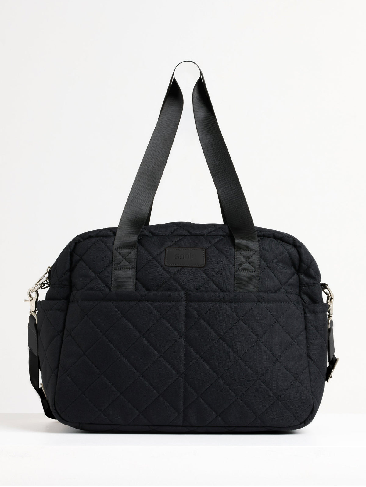 Black Quilted Nappy Bag - Spacious & Organised Baby Bag